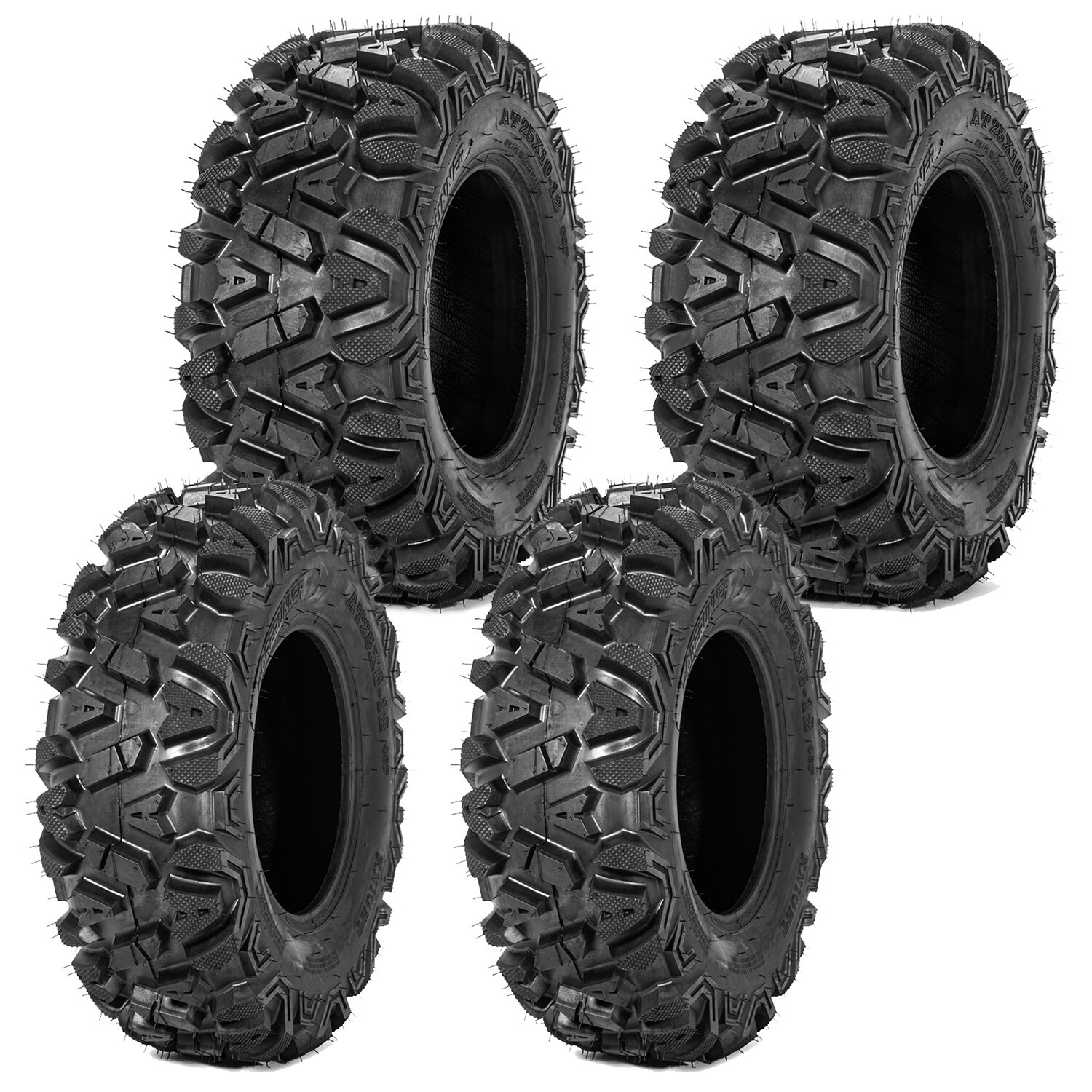 25 Front Rear ATV Tires 25x10-12 25x8-12 UTV All Terrain Tires 25x8x12 ...