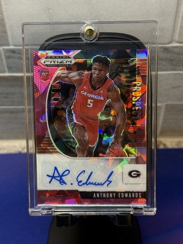 Anthony Edwards 2020 Panini Prizm Rookie Auto RC Pink Cracked Ice ...