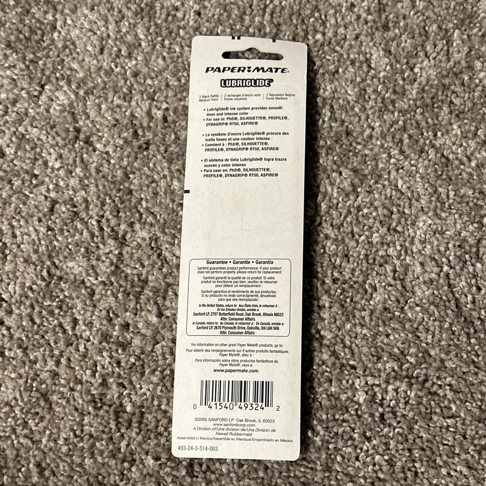 Papermate Black Medium Pt Lubriglide Ballpoint Pen Refills New In Pack ...