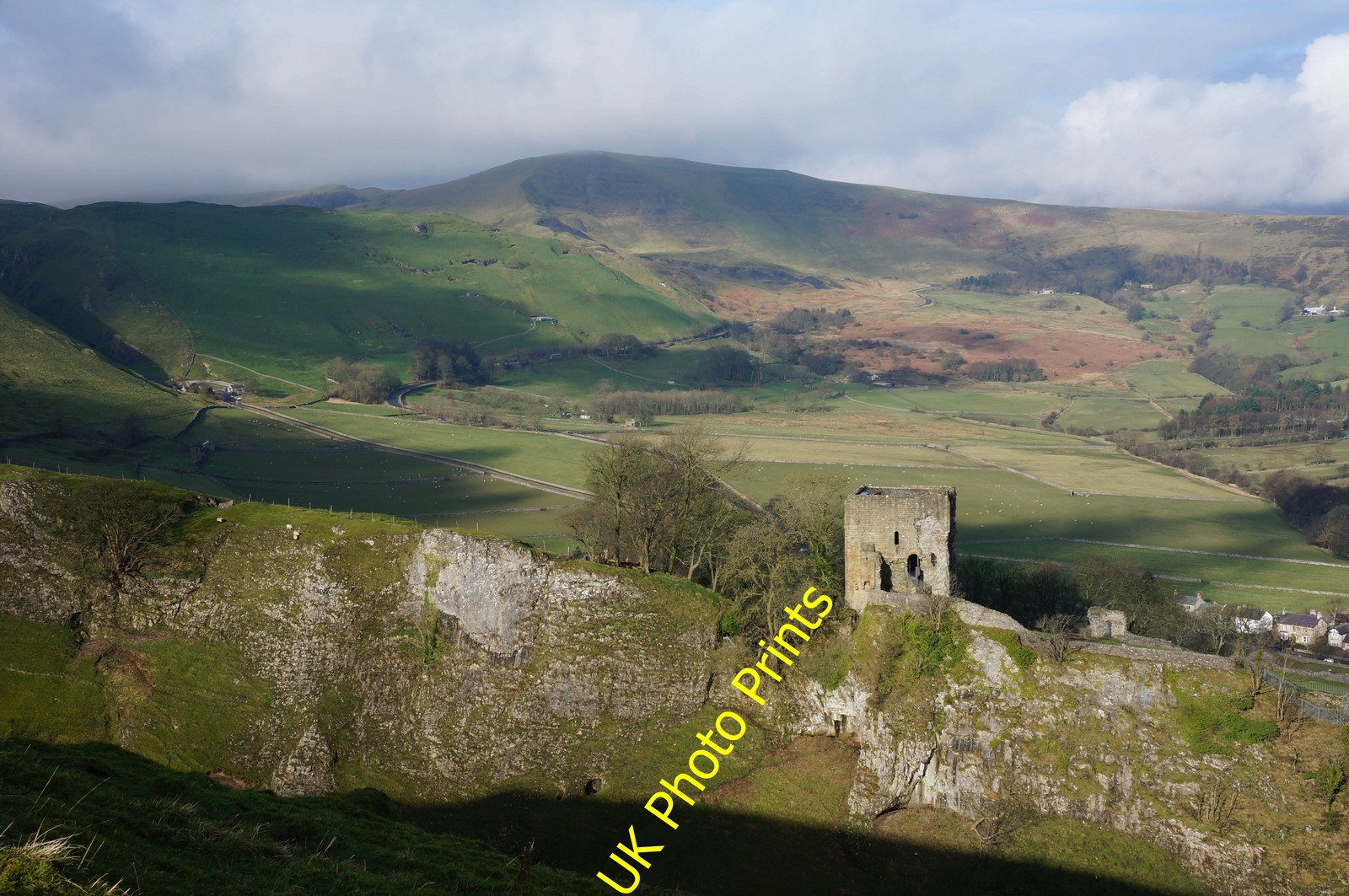 Photo A1 A view from above Cave Dale Castleton/SK1582 Peveril Castle, a ...