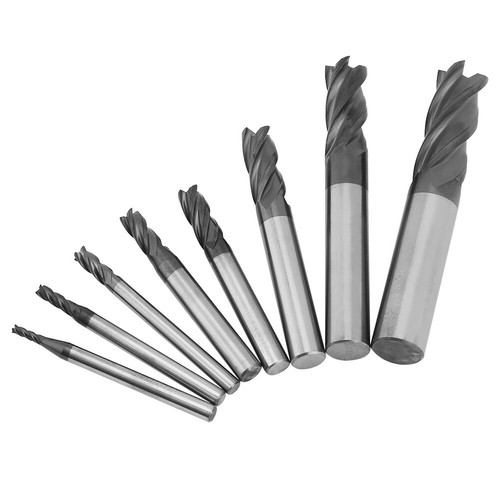 8x 2-12mm 4 Flutes Carbide End Mill Set Tungsten Steel Milling Cutter ...