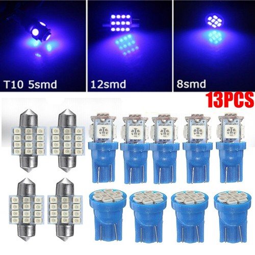 13pcs 8000K Blue LED Interior Lights Bulbs Kit Car Trunk Dome License ...