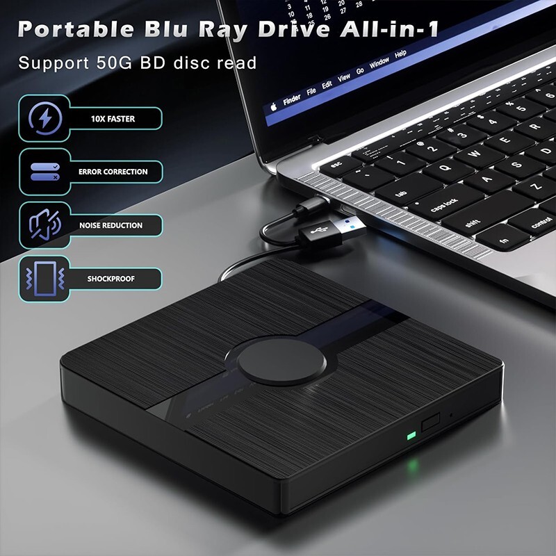 External Blu ray Drive,Portable 3D Optical Drive for Laptop PC, BD CD ...