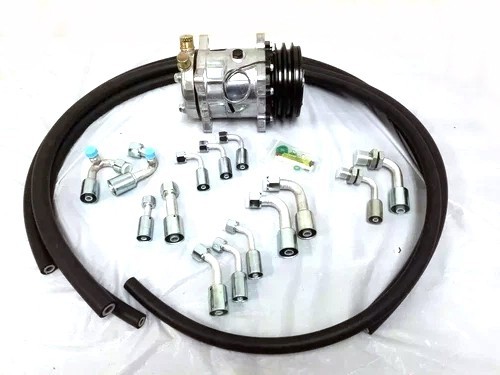 Universal 134a Air Conditioning Fittings & AC Hose Kit + Compressor NO ...