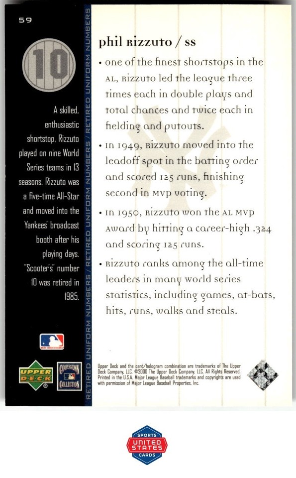 2000 Upper Deck Yankees Legends #59 Phil Rizzuto | eBay