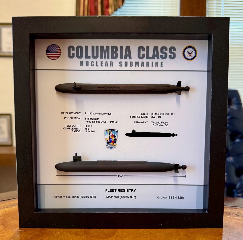 Columbia Class Submarine Shadow Display Box, 9" x 9", Black | eBay