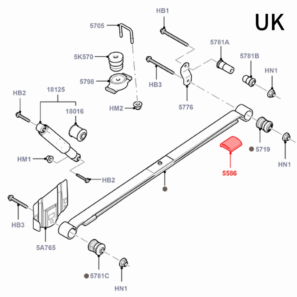 Rear O/S or N/S Suspension Leaf Spring Bush For Ford Tranist Connect ...