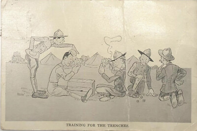 Vintage Military Cartoon “ Training For The Trenches “ Humor Postcard ...
