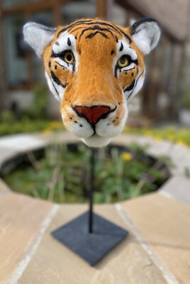 Tiger Tiger- Handmade Needle Felted Large Animal Head Sculpture Big Cat ...