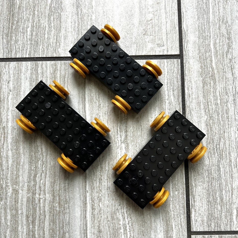 3 LEGO Car Train Bases ~ Carts Black Base Wheels Rims Disney Vehicle ...