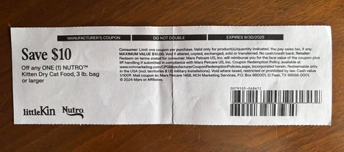 L@@K! $10 OFF COUPON Nutro Kitten Dry Cat Food 3 lb or larger EXP 9/ ...