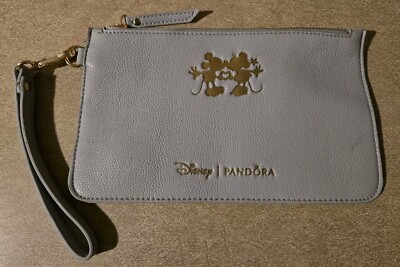 Disney Pandora Wristlet Purse Grey W/ Gold Embossed Mickey & Minnie ...