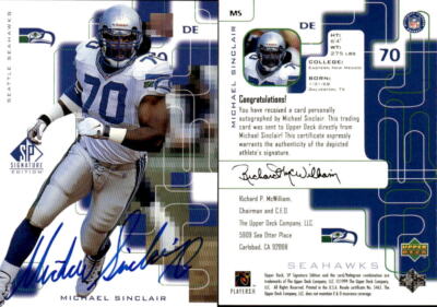 1999 SP Signature Autographs #MS Michael Sinclair | eBay