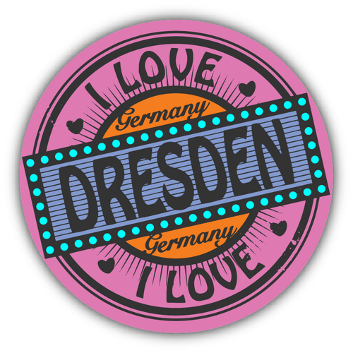I Love Dresden Rubber Stamp Germany Car Bumper Sticker Decal 5" x 5" | eBay