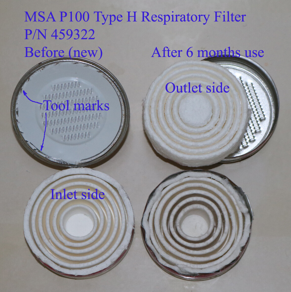 (2) MSA Type H P100 459322 Cartridge Filters MSA Comfo. Sim 815175 ...