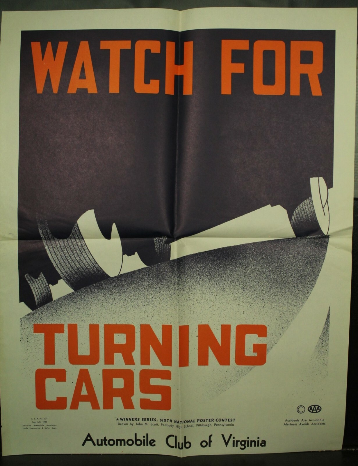 Automobile Club of Virginia vintage old School Traffic safety Poster ...