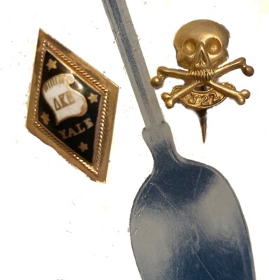 1927 Skull and Bones Yale Fraternity Secret Society Pin- 18k Gold/ Plus ...