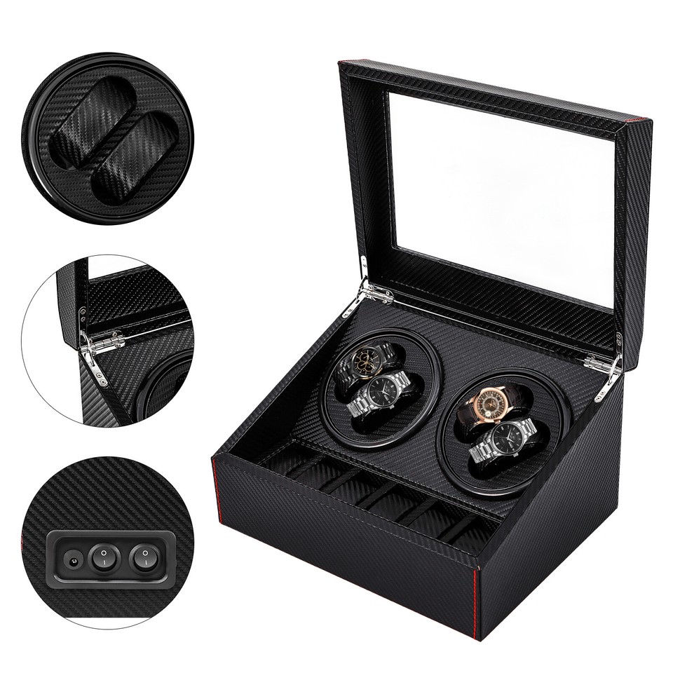 4+6 Automatic Rotation Watch Winder Box Storage Case Self Winding ...