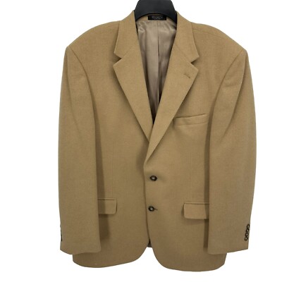 Andrew Fezza Camel Hair Blazer Sport Coat Jacket Mens 44 Regular Tan | eBay