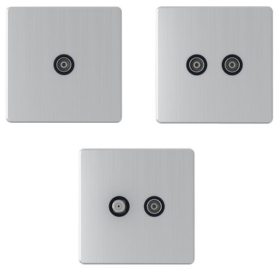 Screwless Satin Chrome TV/ Sky Socket - Aerial Coaxial Female ...