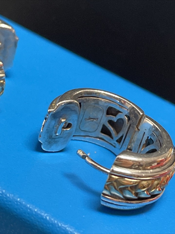 SCOTT KAY 925/750 STERLING SILVER YELLOW GOLD HUGGIE HOOP PIERCED ...