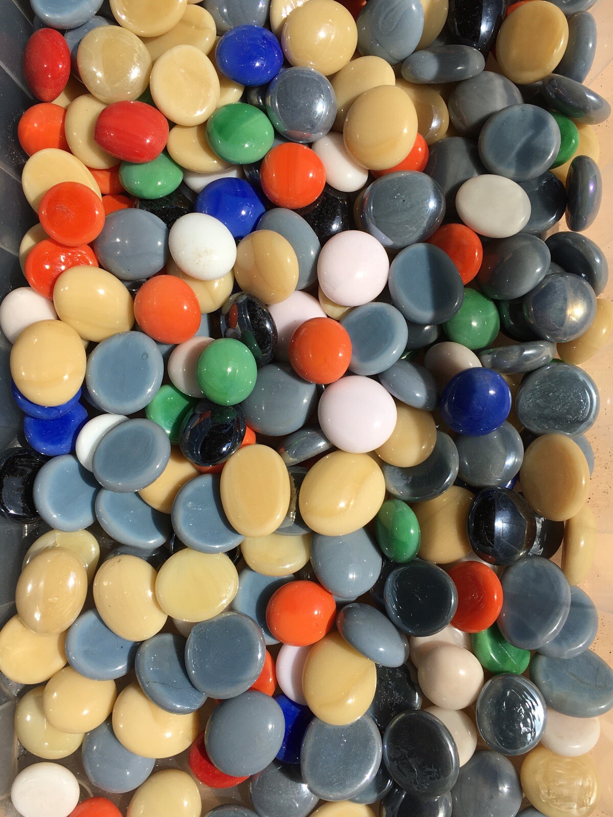 1 Lb MOSAIC DECORATIVE GLASS OPAQUE FLAT BOTTOM MARBLES PINK GRAY RED ...