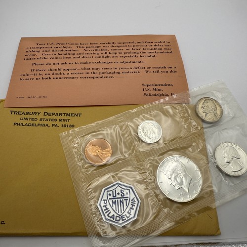 1964 P.C. Mint U.S. Treasury Dept. Philadelphia 5 Coin Proof Set - COA ...