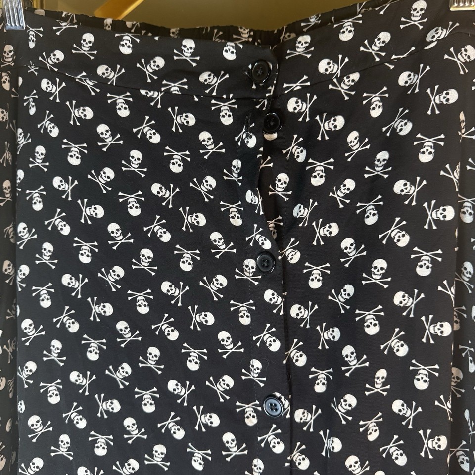 HOT TOPIC Plus Size 3X Maxi Skirt Black White Skulls Elastic Waist ...