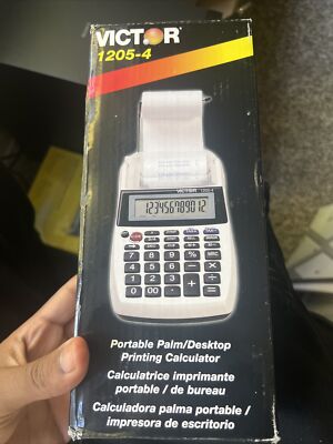 VICTOR 1205-4 LCD Portable Printing Calculator 12 Digit, Portable Palm ...
