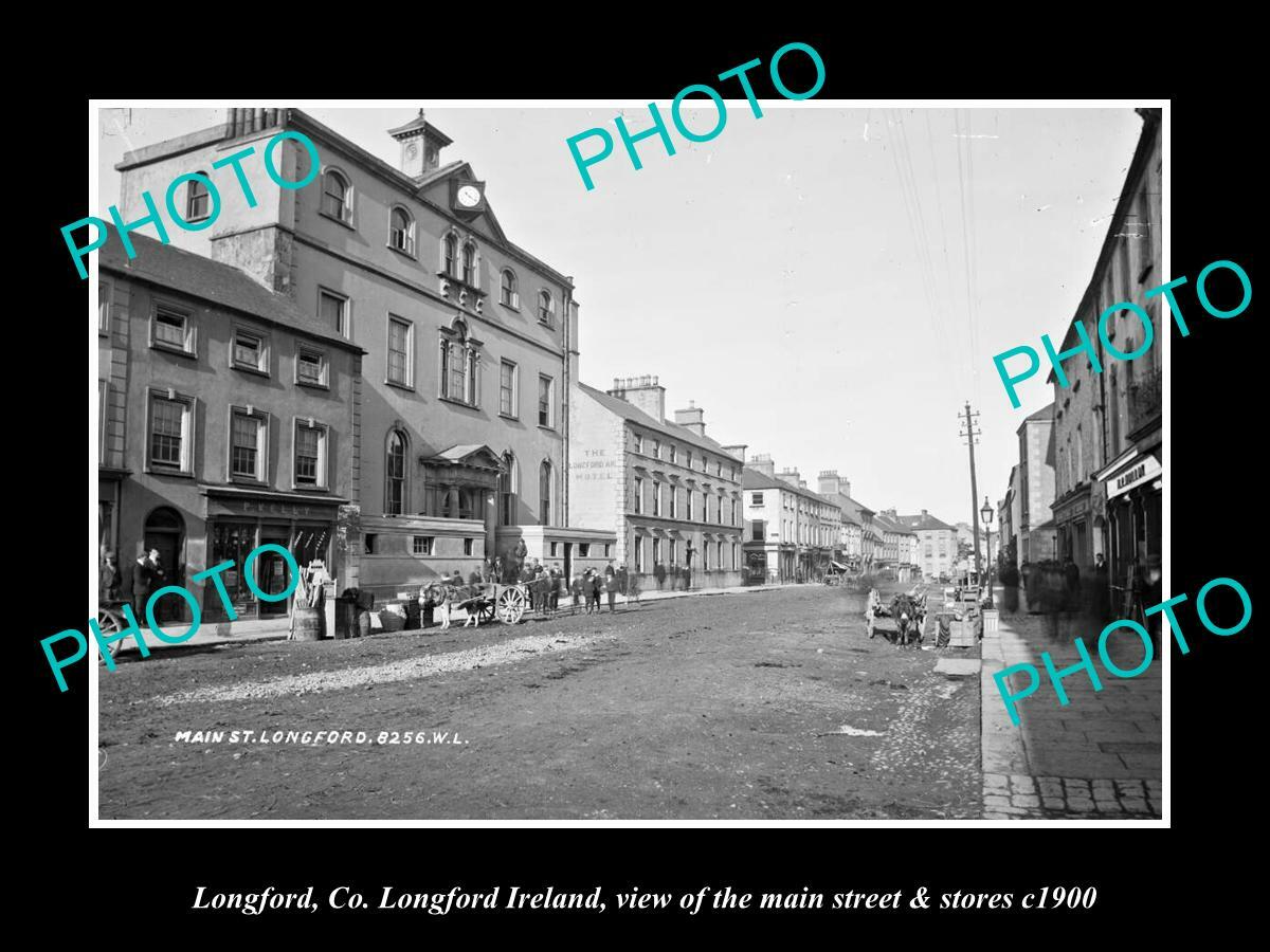 OLD 8x6 HISTORIC PHOTO OF LONGFORD IRELAND THE MAIN ST & STORES c1900 2 ...
