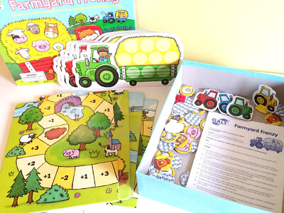 TWO 2X Galt Toys: All Aboard + Farmyard Frenzy Board Game. Math Shapes ...