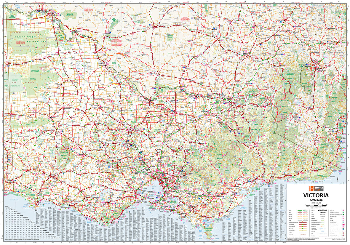 (LAMINATED) VICTORIA STATE MAP POSTER (70x100cm) AUSTRALIA ROAD GUIDE ...