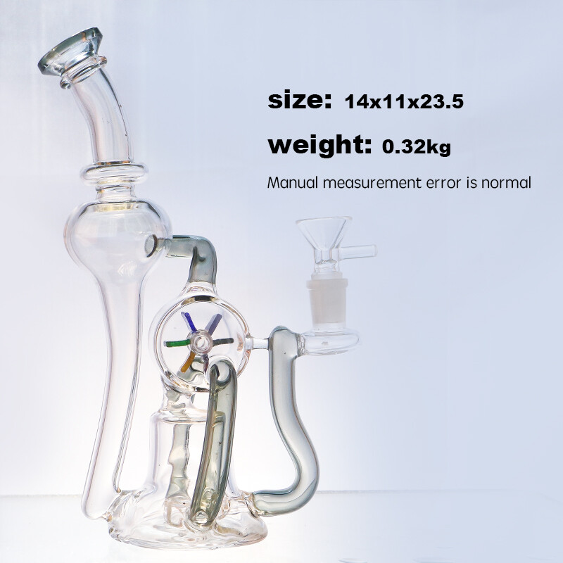 9" Pyrex Glass Bong Recycler Rotating Windmill Water Filter Hookah Pipe ...