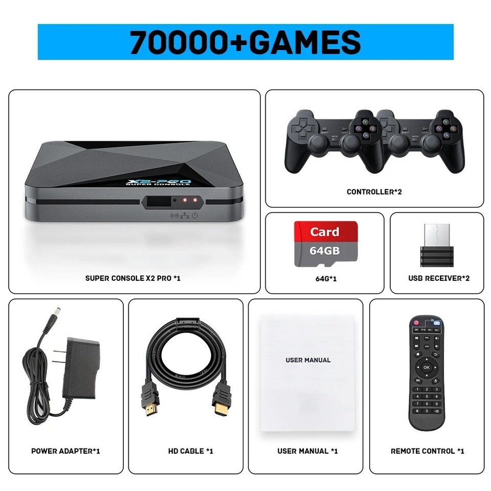 Super Console X2 PRO Retro Video Game Console Plug & Play 4k 9000 Games ...