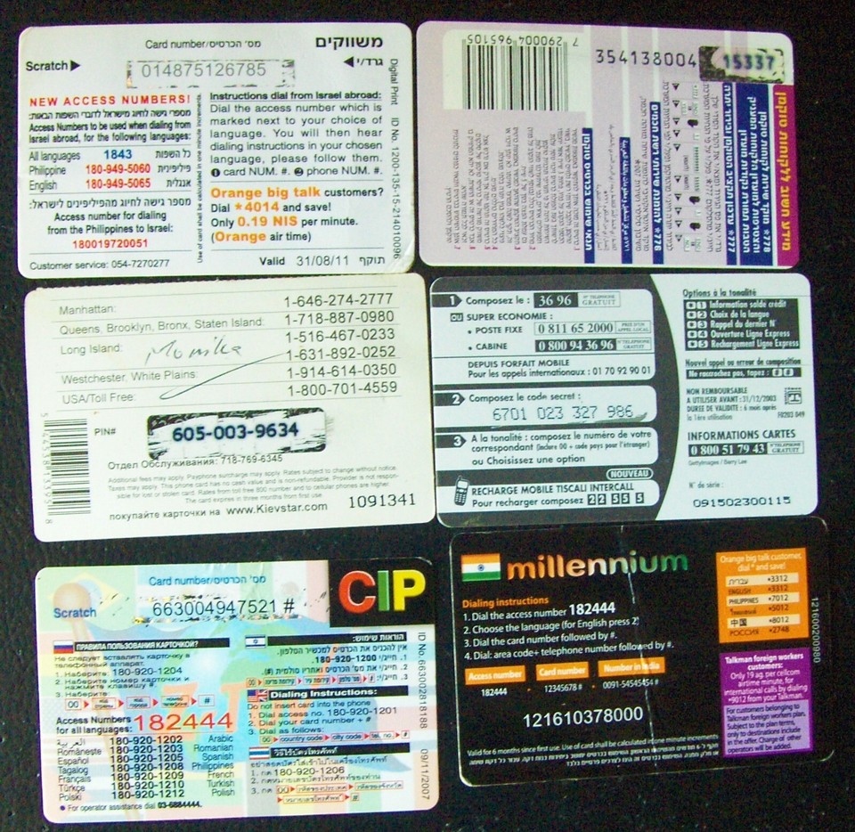 6 Expired Prepaid Phone International Calling Cards from different ...