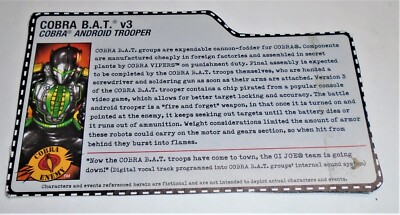 G I JOE File I.D. Card Filecard 2005 Cobra BAT B.A.T. v3 V14 | eBay