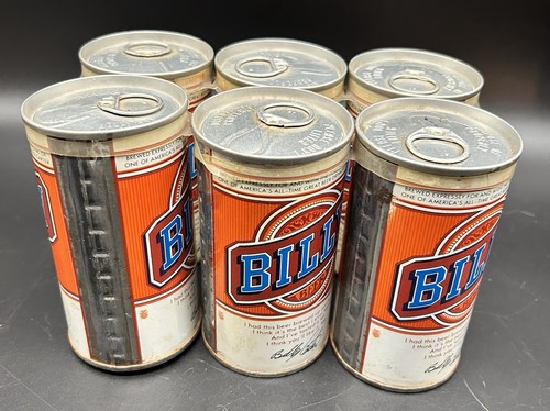 6 Vintage Billy Beer Cans Pull Tab Attached Cans 12oz. 6 Pack Ring ...