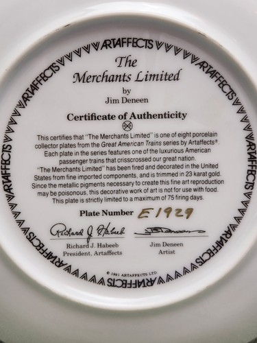 Danbury Mint The Merchants Limited train collector plate Jim Deene 1991 ...