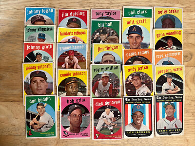 Lot of 25 Different Vintage 1959 Topps Good-VG Condition Baseball cards ...
