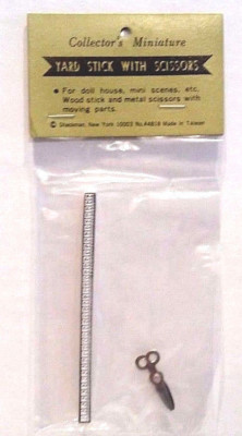 VINTAGE Miniature YARD STICK WITH SCISSORS for Doll House MINT SEALED ...