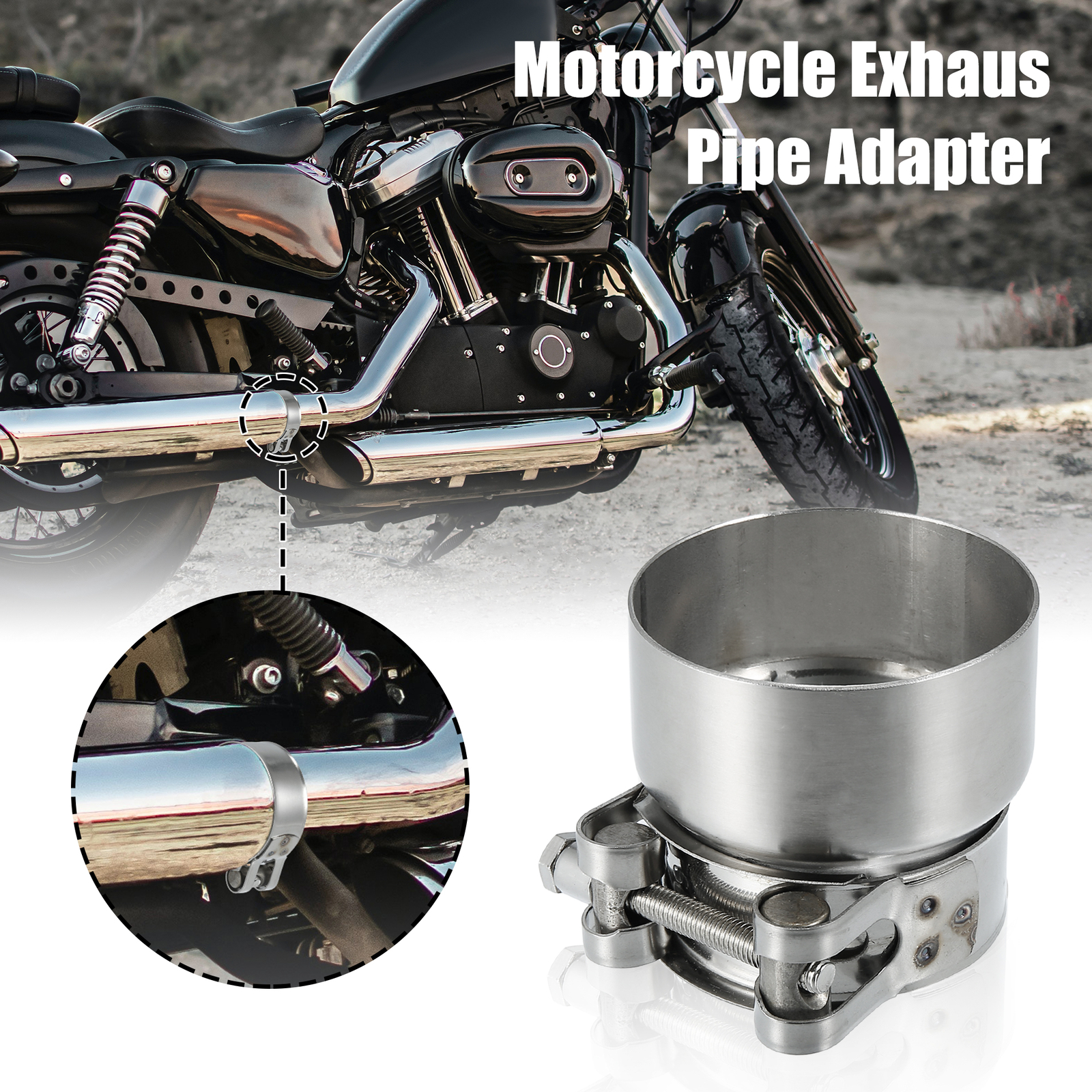 51-62mm 2.0"-2.4" Motorcycle Exhaust Pipe Adapter Connector Reducer ...