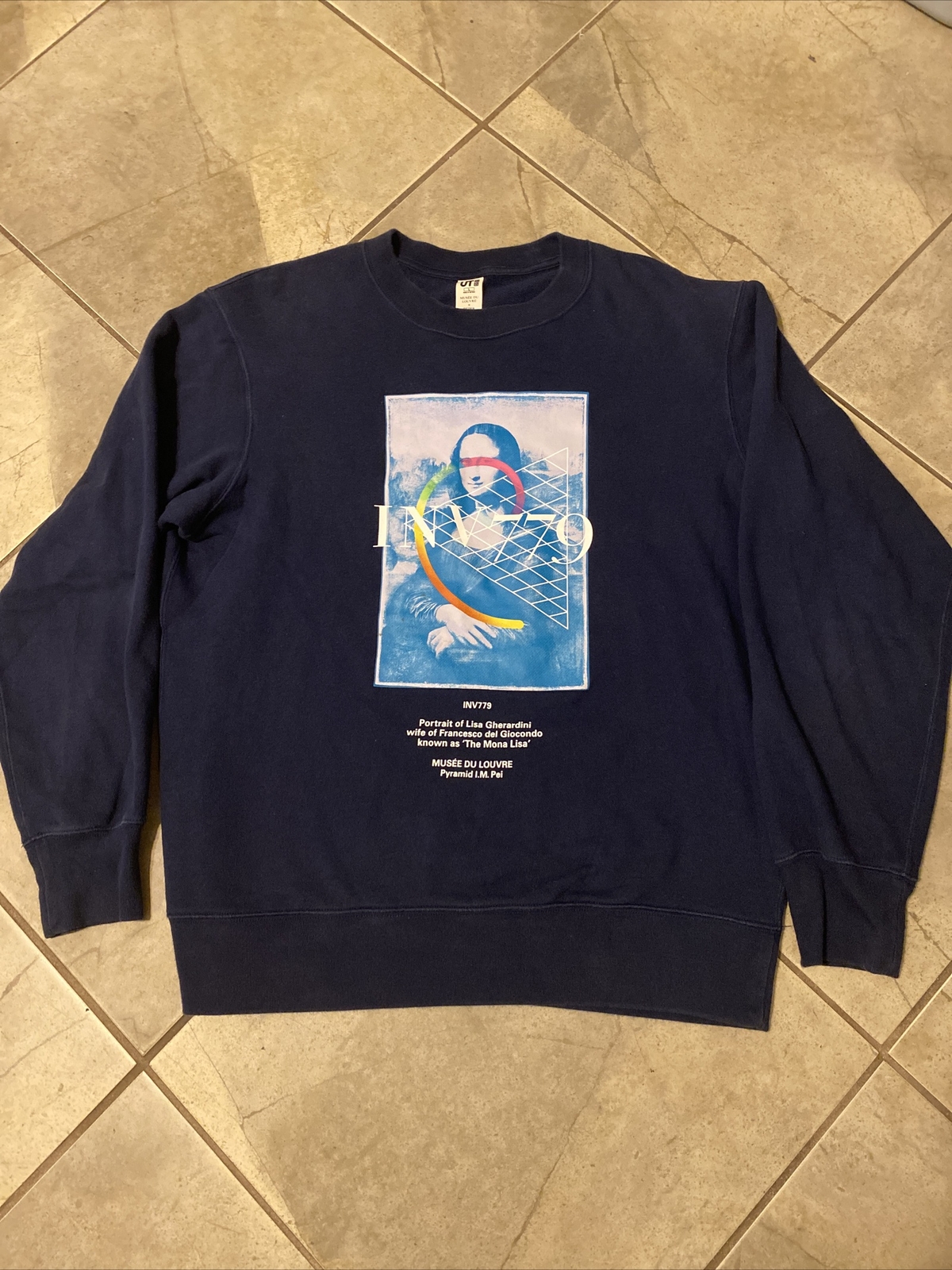 UNIQLO Louvre Museum Sweatshirt Large Blue Peter Saville Mona Lisa | eBay