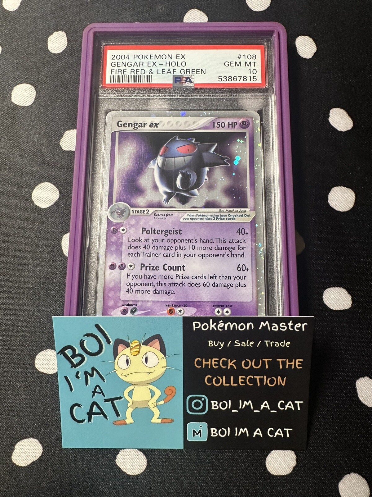 Pokemon Gengar ex EX FireRed & LeafGreen Ultra Rare Holo #108 PSA 10 ...