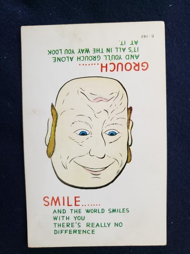 Smile/Grouch Double Face Humor Laff Gram Postcard 1930s | eBay