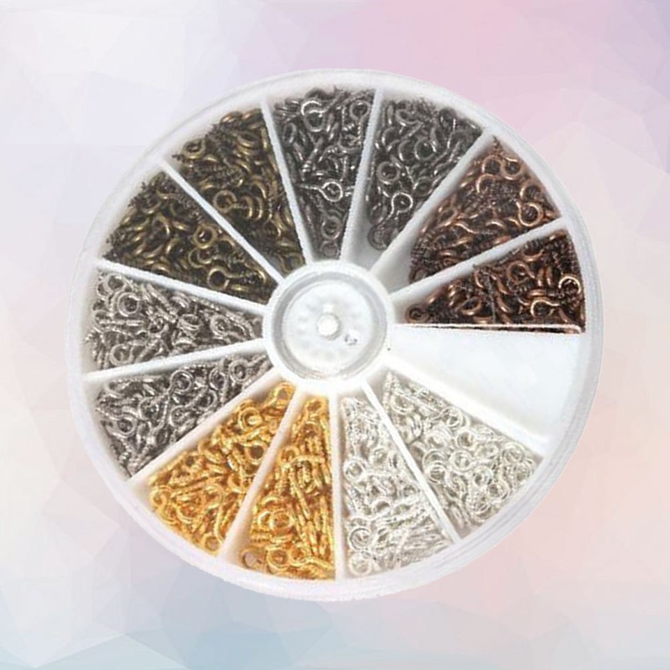 1200 pcs Alloy Screw Rings Threaded Hook Self Tapping Nail Screw ...