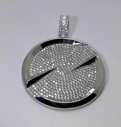2CT Round Cut Lab Created Diamond Men's Pendant 14K White Gold Finish ...