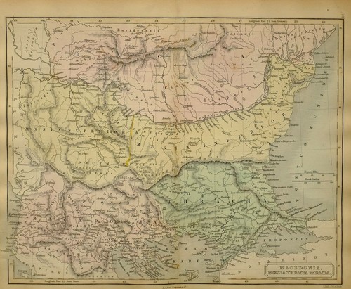 1851 HAND COLOURED ANCIENT MAP MACEDONIA MOESIA THRACIA DACIA AGRIANI ...