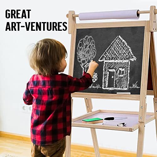 Deluxe Standing Art Easel for Kids - Toddler Drawing Chalkboard ...