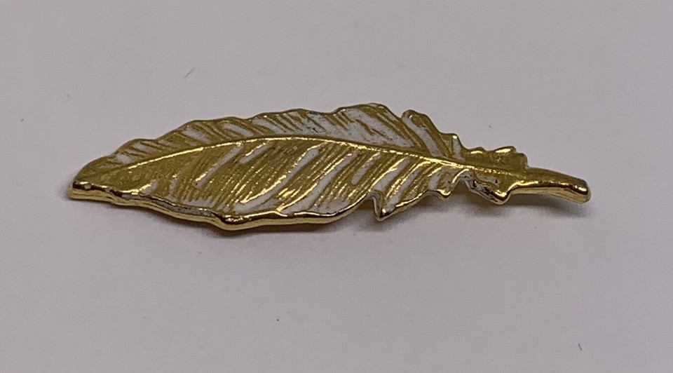 Feather Quill Pen White & Gold-Tone Lapel Pin (143) | eBay