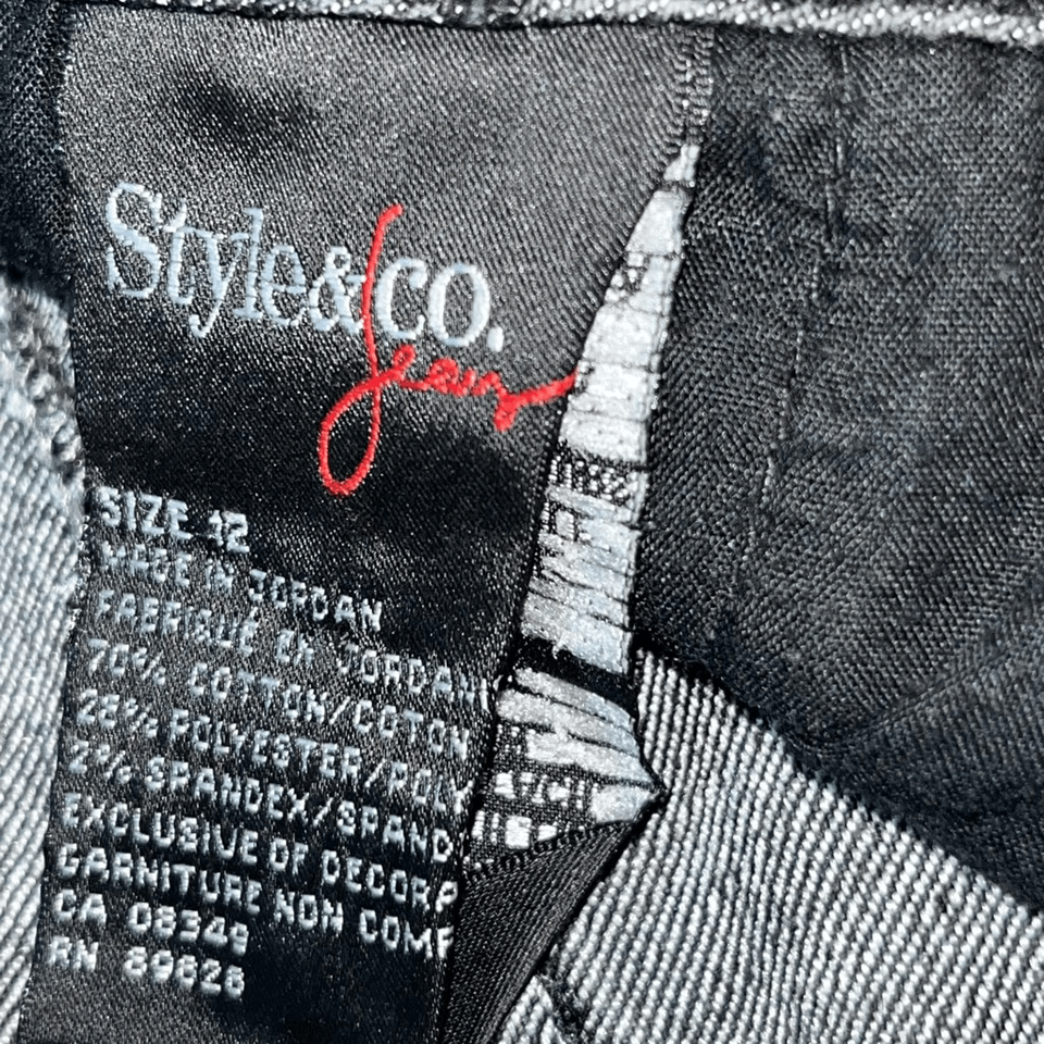 Style & Co Women’s Size 12 Straight Leg Hip Hugger Jeans Black Faded ...